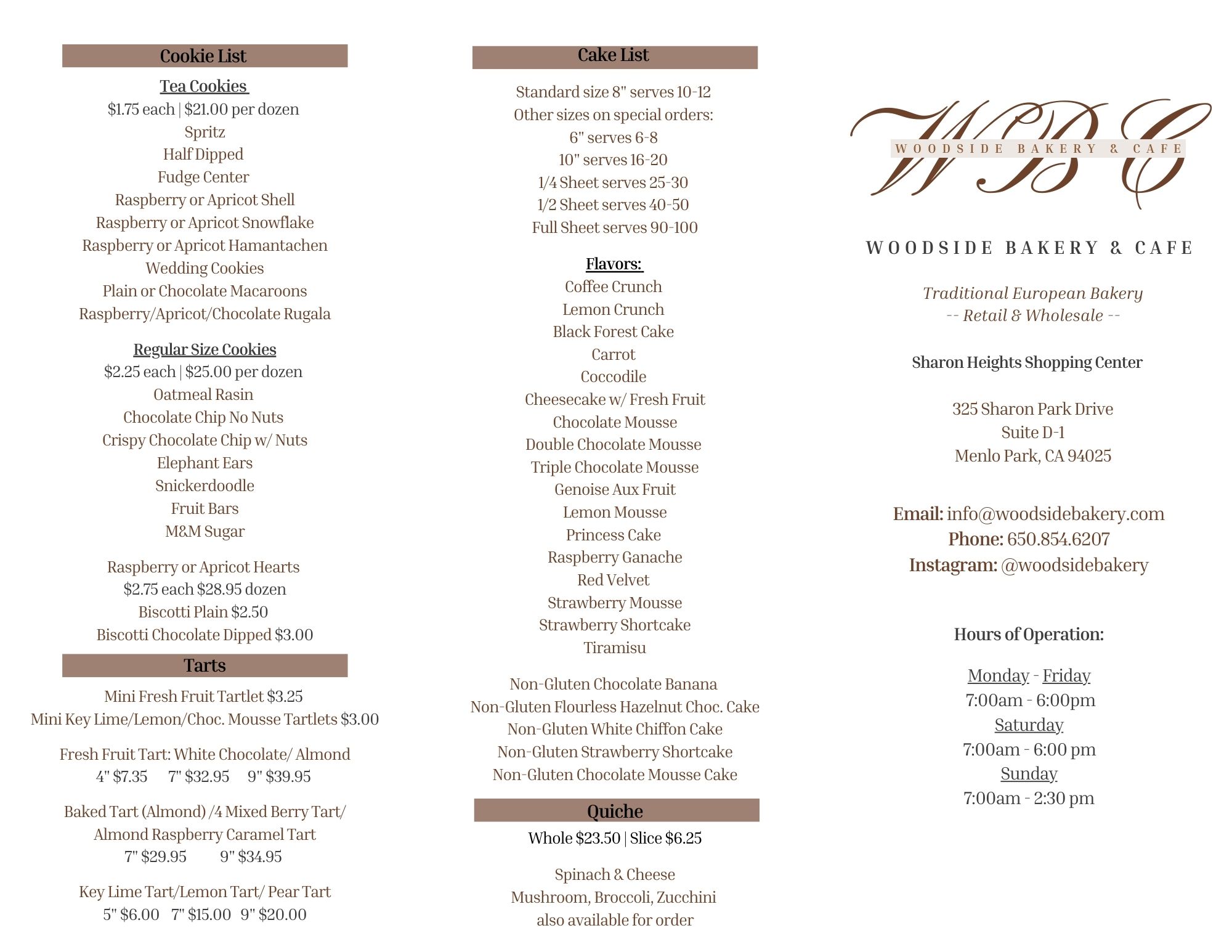 Our Items – Woodside Bakery & Cafe