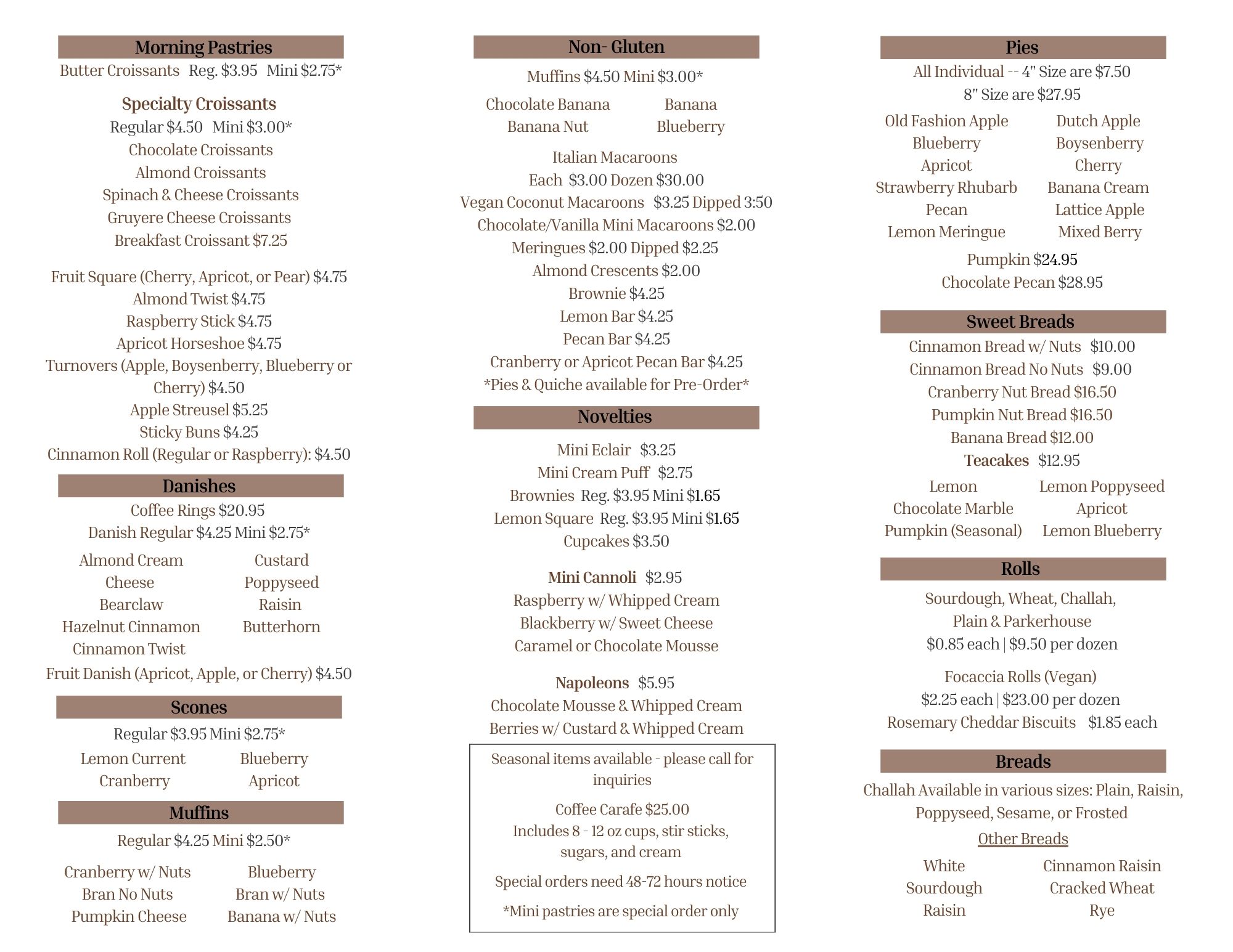 Our Items – Woodside Bakery & Cafe
